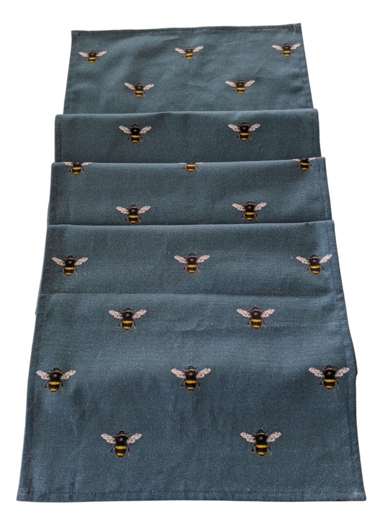 Denim Blue Bumble Bees Table Runner 100-250cm - Simply Divine Things