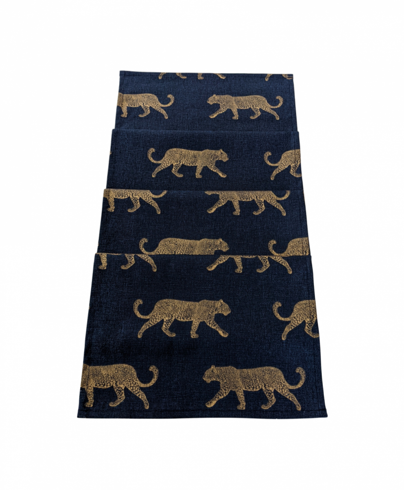 Navy Blue and Gold Leopard Table Runner 100-250cm - Simply Divine Things
