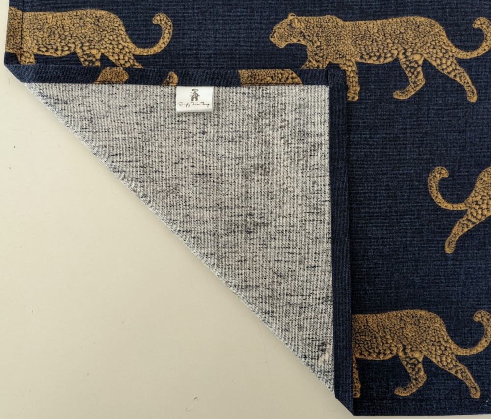 Navy Blue and Gold Leopard Table Runner 100-250cm - Simply Divine Things